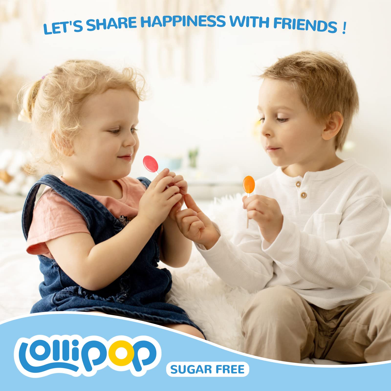 DC24 DAILY CARE Sugar Free Lollipops with Vitamin C, Healthy Suckers with Xylitol, Assorted Fruit Flavored Hard Candy for Kids, Non-GMO, Gluten Free, 64 Count