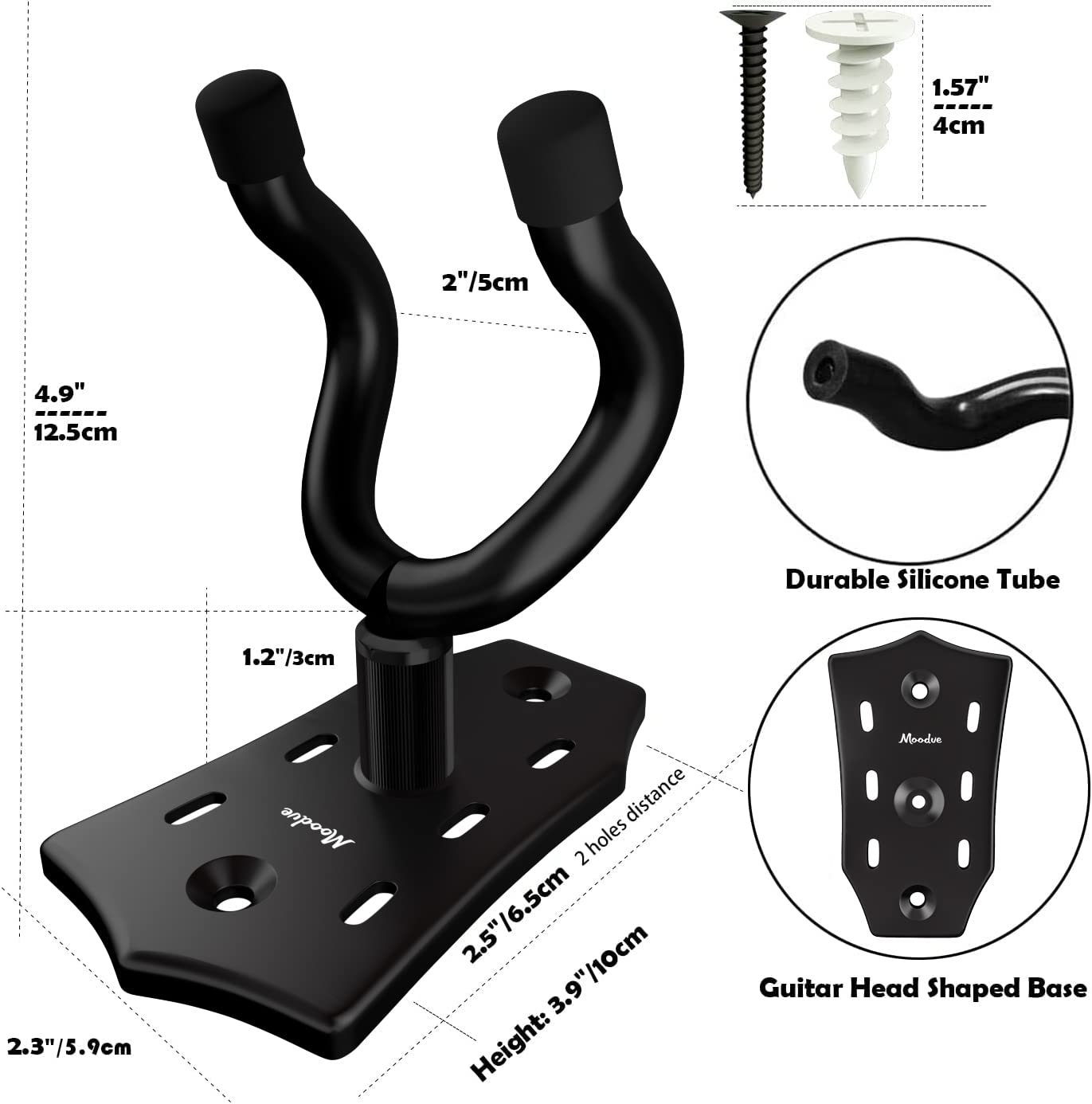 Guitar Wall Mount 2-Pack, Guitar Hanger Guitar Head Shaped, Sturdy Metal Guitar Holder for Wall, Guitar Wall Hanger Stand for Using Acoustic & Electric Guitar Ukulele Mandolin at Home and Studio (2)