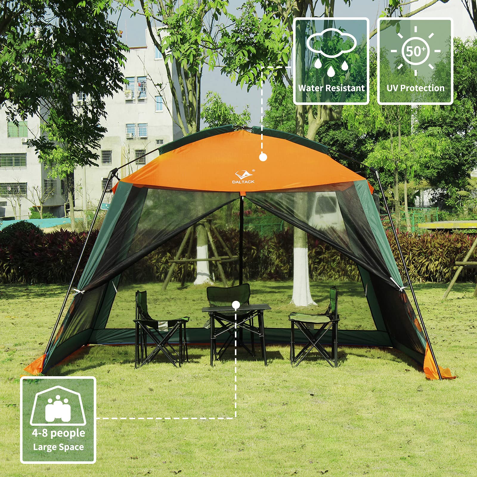 DALTACK Screen House for Outdoors 10Ft x 10Ft Mesh Screen Room Canopy Sun Shelter UPF 50+ Sun Shelter with Carry Bag