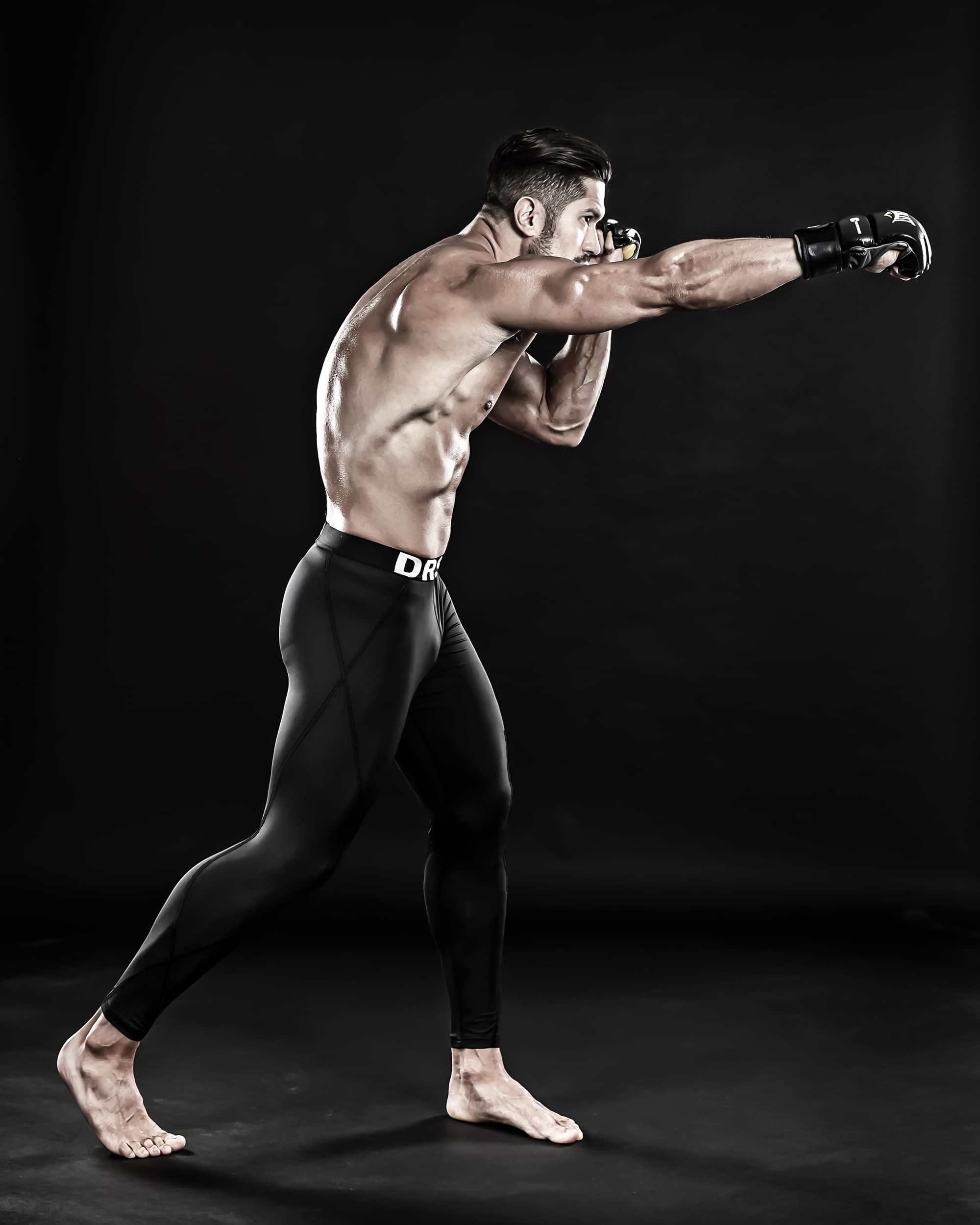 DRSKIN Compression Cool Dry Sports Tights Pants Baselayer Running Leggings Yoga Rashguard Men (M, Black)