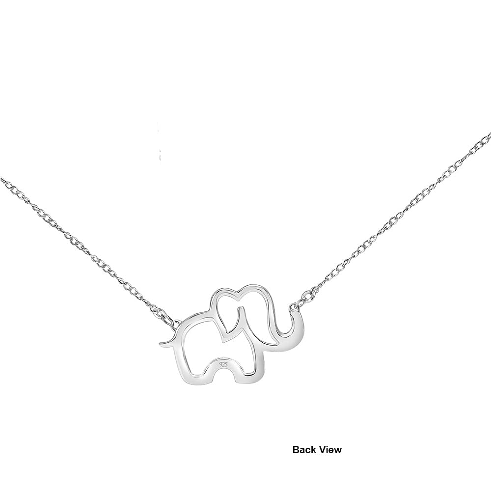 Diamond Elephant Necklace for Women in 925 Sterling Silver 1/10ct (I-J, I3), 17 inch, by Keepsake