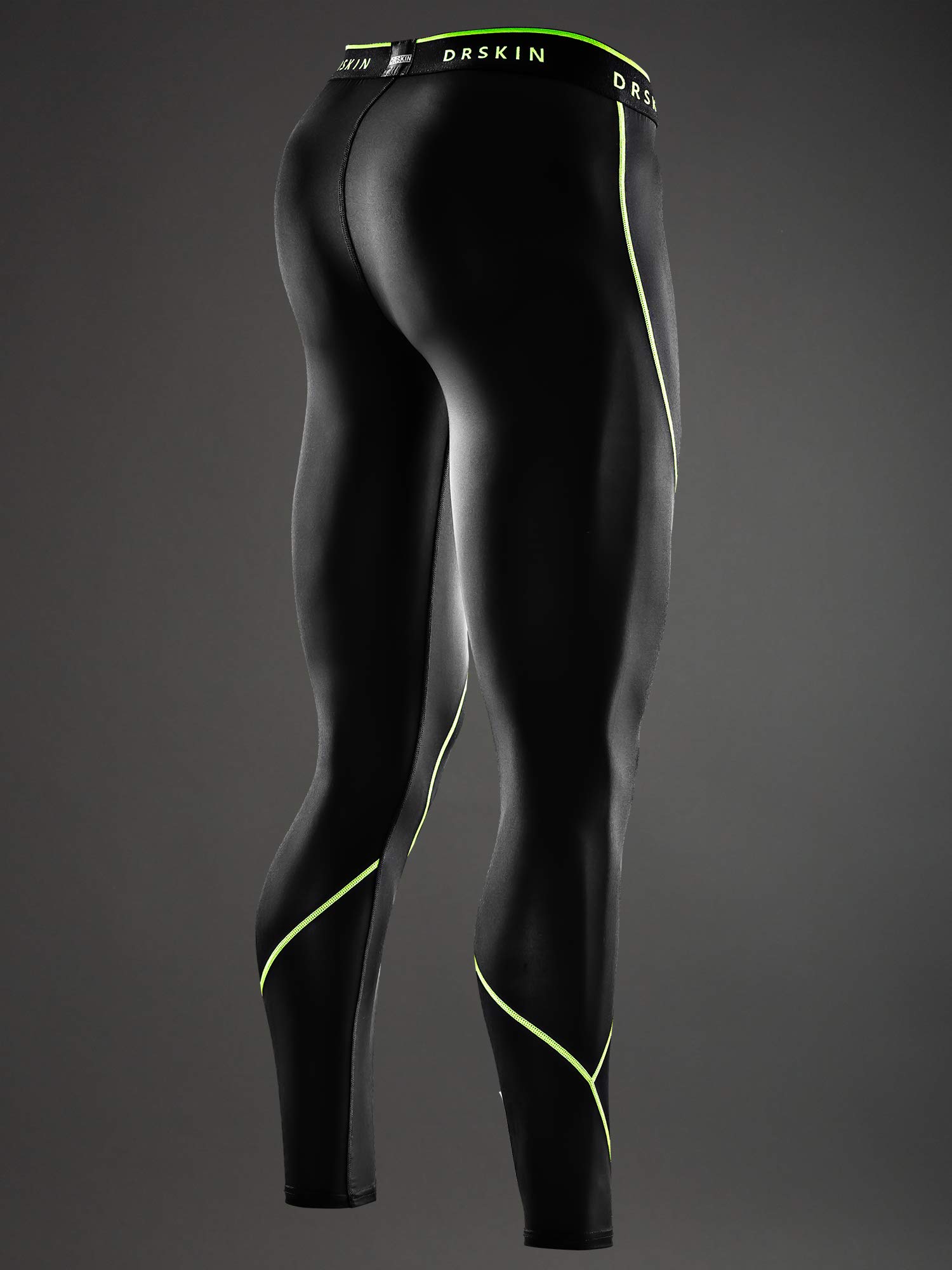 DRSKIN Men’s Compression Pants Tights Leggings Sports Baselayer Running Athletic Workout Active (Twin B-LG01, L)