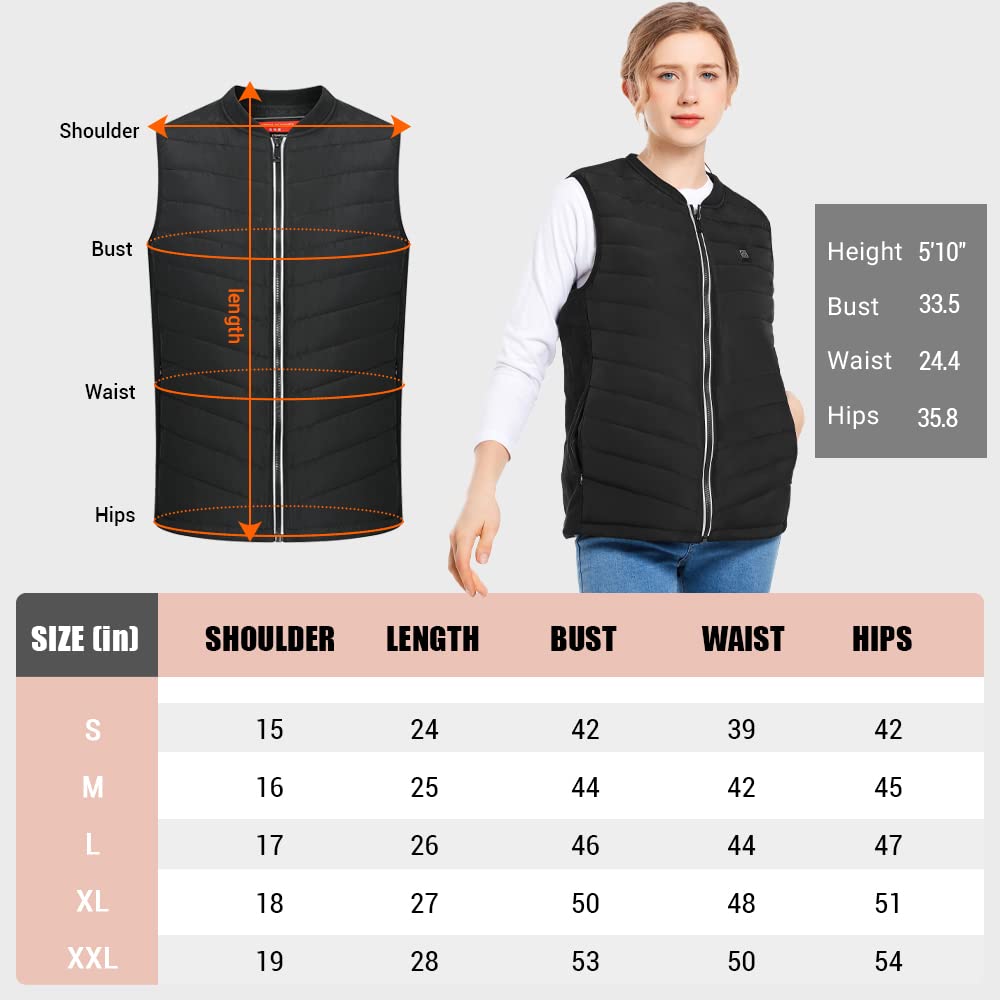 fawutii Heated Vest for Men and Women with Battery Pack Included Mens Womens Lightweight Smart Heated Vests with 5 Heating Pad Vest (M)