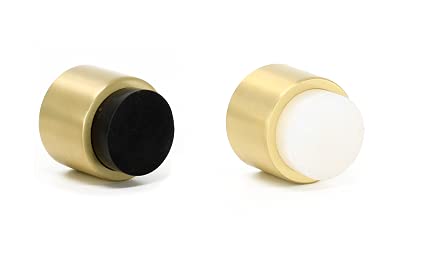 EVI | Wall Adhesive Doorstop | 1.1'' X 1.1'' | White Rubber | Brass Finished Matte | Great Adherence | 100% Functional | Mod. 198/28