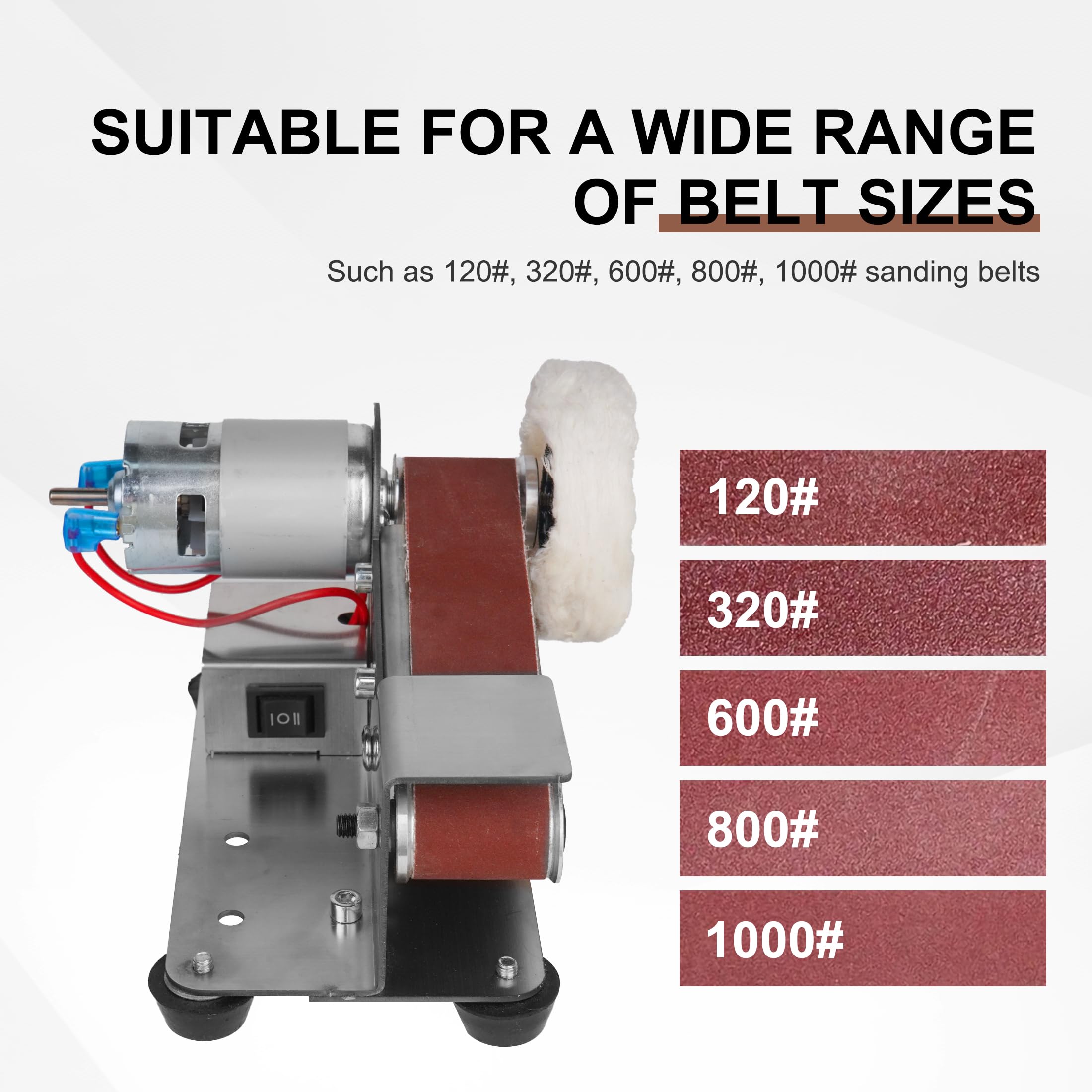 LAIWOO Mini Belt Sander, 15 Degree Electric Belt Sander, 7 Adjustable Speed Mini Bench Belt Grinder for Metal Working, Knife Making and DIY Woodworking