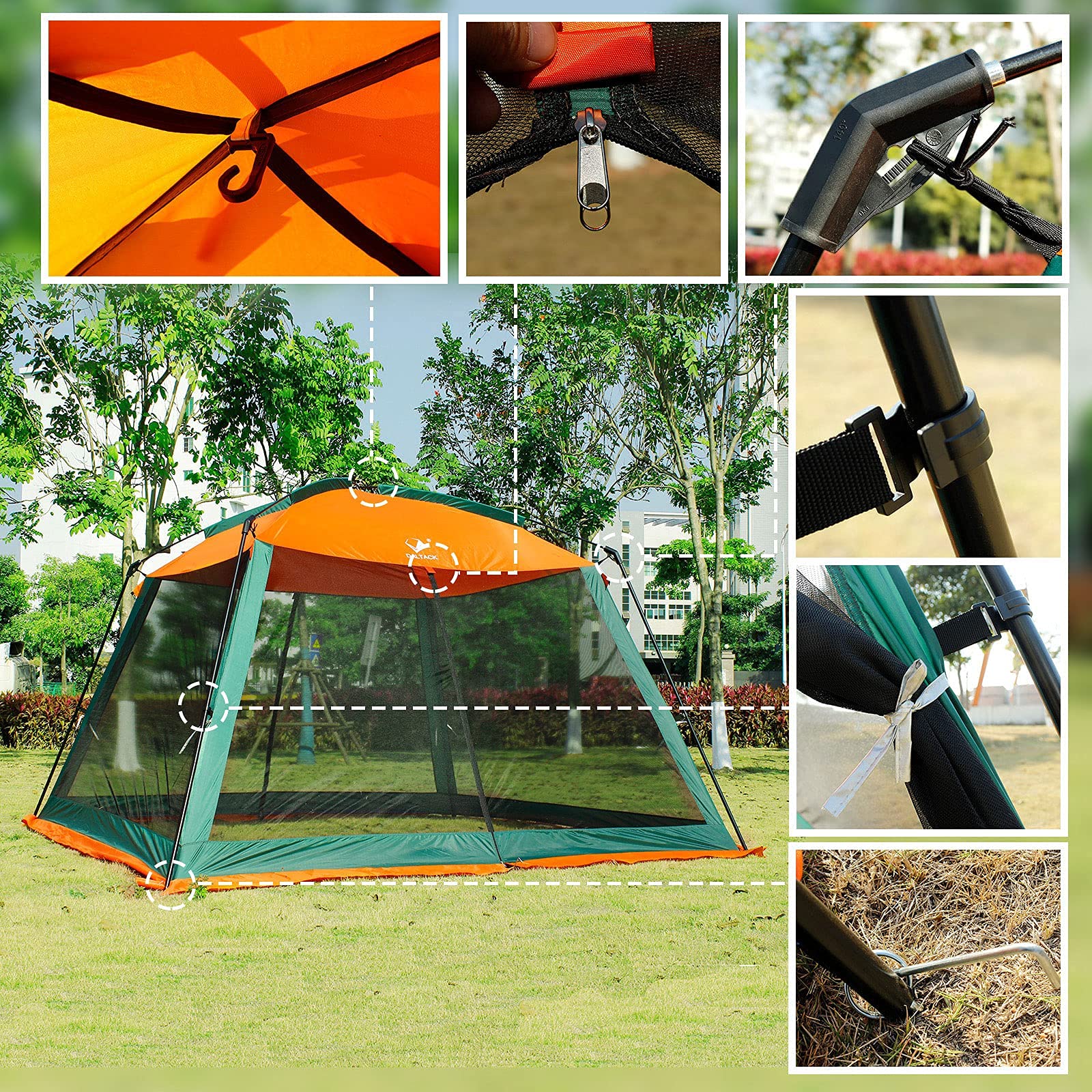 DALTACK Screen House for Outdoors 10Ft x 10Ft Mesh Screen Room Canopy Sun Shelter UPF 50+ Sun Shelter with Carry Bag