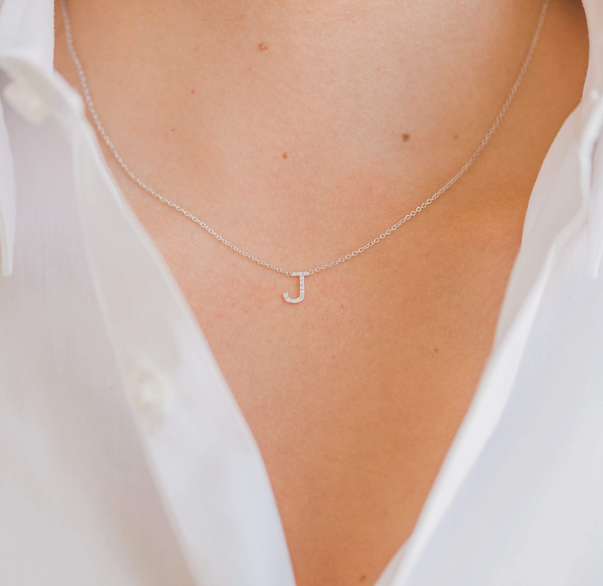Diamond Initial Necklace, 14K Gold Pave Diamond Letter Necklace, Personalized Diamond Letter Necklace, Stackable, Handmade, Yellow Gold, Rose Gold, White Gold, Zoe Lev Jewelry