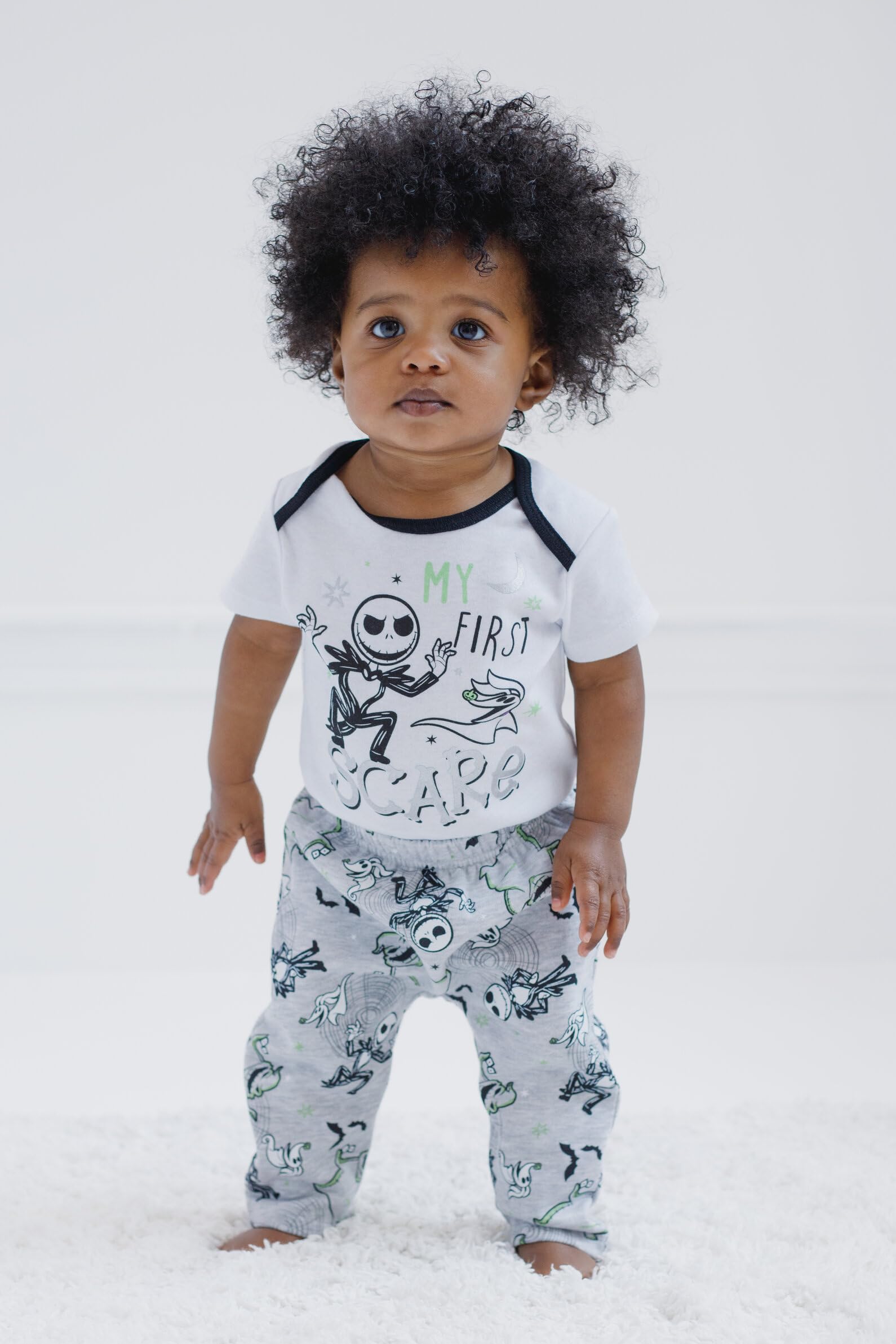 Disney Nightmare Before Christmas,Newborn Baby Boy or Girl Hoodie Bodysuit and Pants 3 Piece Set Black/White 6-9 Months