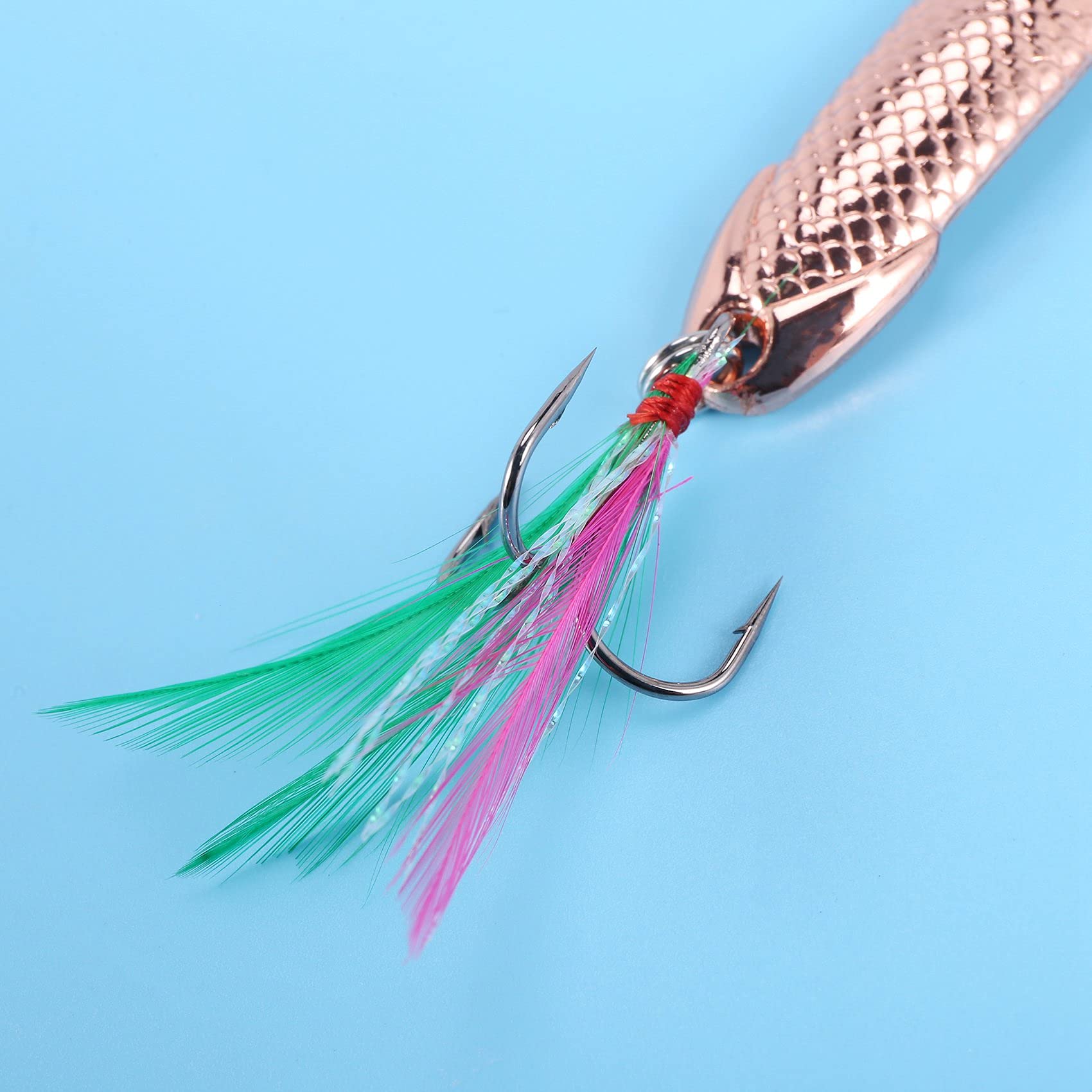 Fayme 1Pcs Fishing Lures Tackle Hook Dick Spinner Spoon Pike VIB Wobble Tackle Hook(Rose Gold 21g)