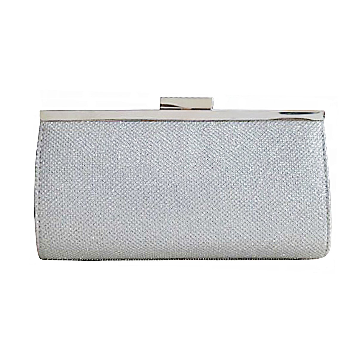 Damara Womens Front Fully Crystal Chic Clutch Evening Bag, Silver