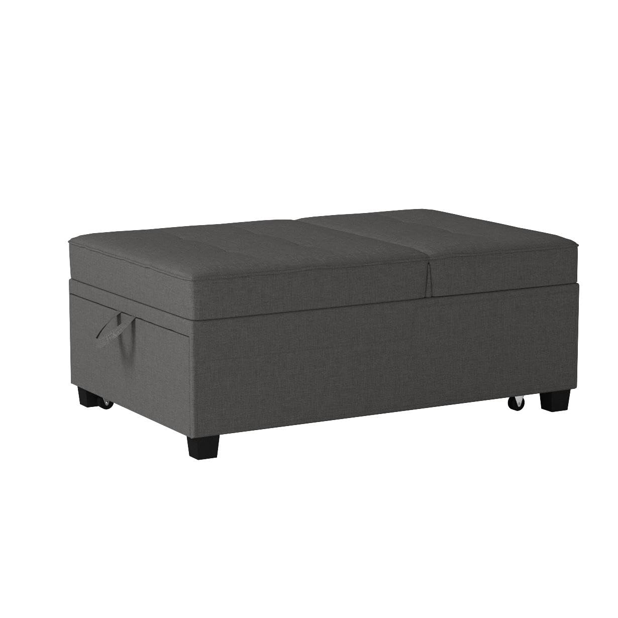 Cynefin Futon Chair with Lumbar Pillow and 3 Side Pockets, Convertible Chair Sleeper Bed, sofa chair, 4 in 1 Ottoman Bed Tufted Fabric Gray (blue, M)