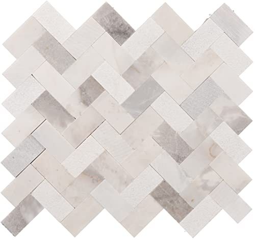 Daltile Minute Mosaix 12" X 12" Herringbone Remix Mosaic in Stormy Mist (10 PC Per Carton) (7.5 SQFT Per Carton)