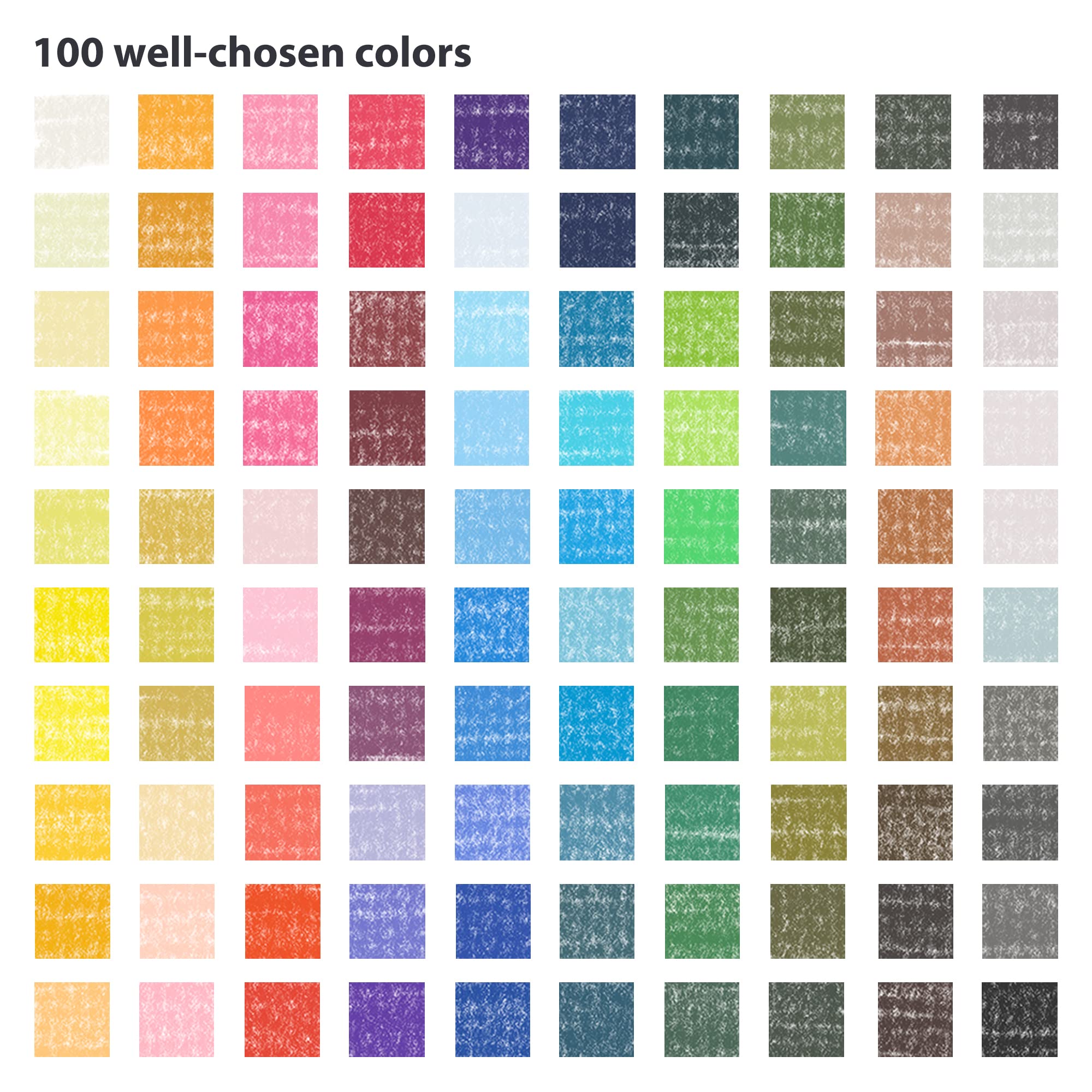 COLOUR BLOCK 100pc Wooden Case Soft Pastel Art Set for Beginners and Experienced Artists I Colors Square Chalk Pastels Art Supplies for Drawing, Blending, Gift