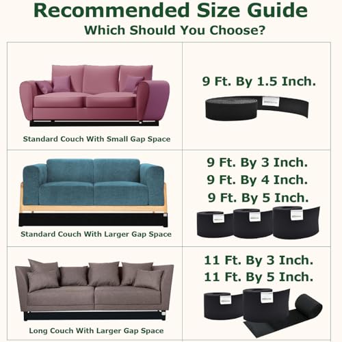 ECOHomes Under Couch Guards Toy Blocker - Strap Barrier for Under Sofa, Bed & Furniture Bottom Stop Things from Going Under | Easy to Install Gap Bumper Stopper for Toys (9 Ft by 1.5 Inch)