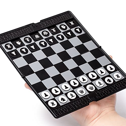 Yellow Mountain Imports Magnetic Travel Foldable Chess Wallet Set (7.9-Inch) - Portable & Perfectly Travel-Size