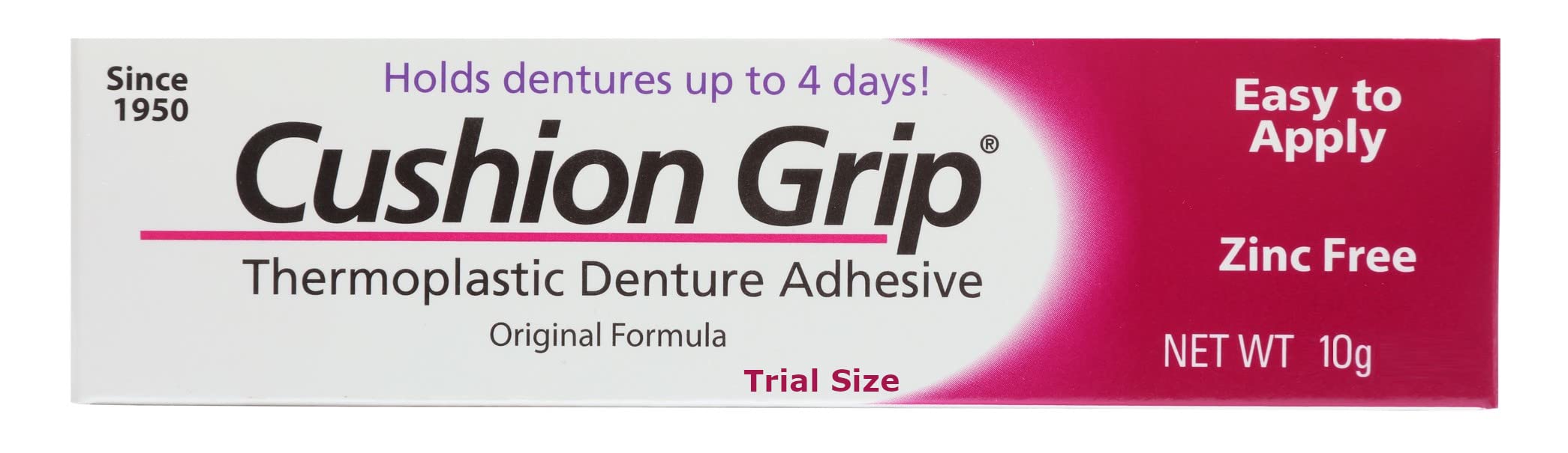 Cushion Grip 10 Gram Trial Tube | Fills The Gaps and Makes Your Loose Upper and Lower Dentures Fit Snug Again [Not A Denture Glue Adhesive, Acts Like A Soft Liner for False Teeth]