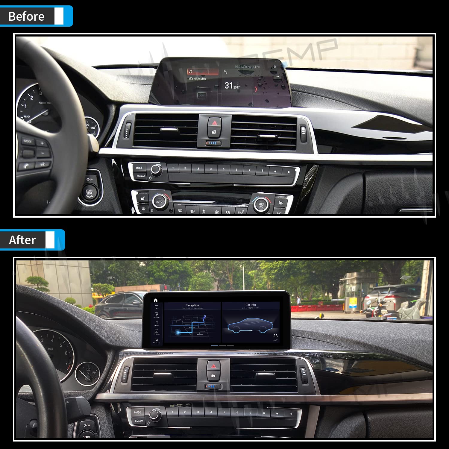 PEMP for BMW F30 F48 F39 NBT EVO Android 13 10.25" 1920x720 Screen, Qualcomm 8core 4G+64GB CarPlay Android Auto Monitor, for BMW 3 Series X1 X2 (2017-2019) NBT EVO ID6