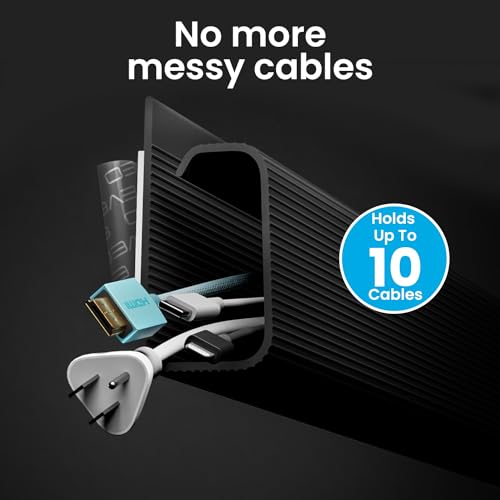 EVEO Cable Management Under Desk Kit (12 Units) - Under Desk Cable Management Cord Cover, Cable Hider Cord Management Under Desk Cable Organizer Cord Organizer Tray - 96''J Channel 24X16 - Black