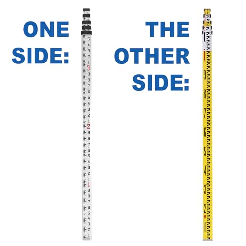 Iglobalbuy Surveying Tripod 65" Extended Height + Aluminum Grade Rod 16.4 Feet, Surveying Tripod Double-sided 5 Section Telescopic Rod Surveryor for Rotary Laser Level Transit Construction