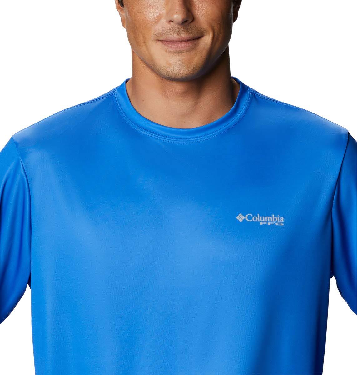 Columbia Men's Terminal Tackle PFG State Triangle Long Sleeve, Moisture Wicking, UV Sun Protection, Vivid Blue/Tn Flag, 5X Tall
