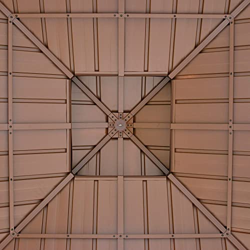 Outsunny 10' x 10' Hardtop Gazebo with Galvanized Steel Double Roof, Wooden Frame, Permanent Pavilion with Ceiling Light Hook, for Garden, Patio, Backyard