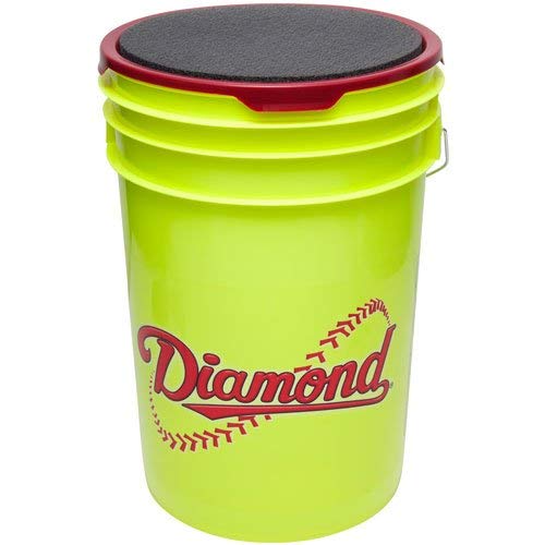 Diamond 11-Inch USSSA Fastpitch Softballs, 11BFPSC Classic | 18 Ball Pack with Optic Yellow Bucket and Rods Insulated Can Sleeve
