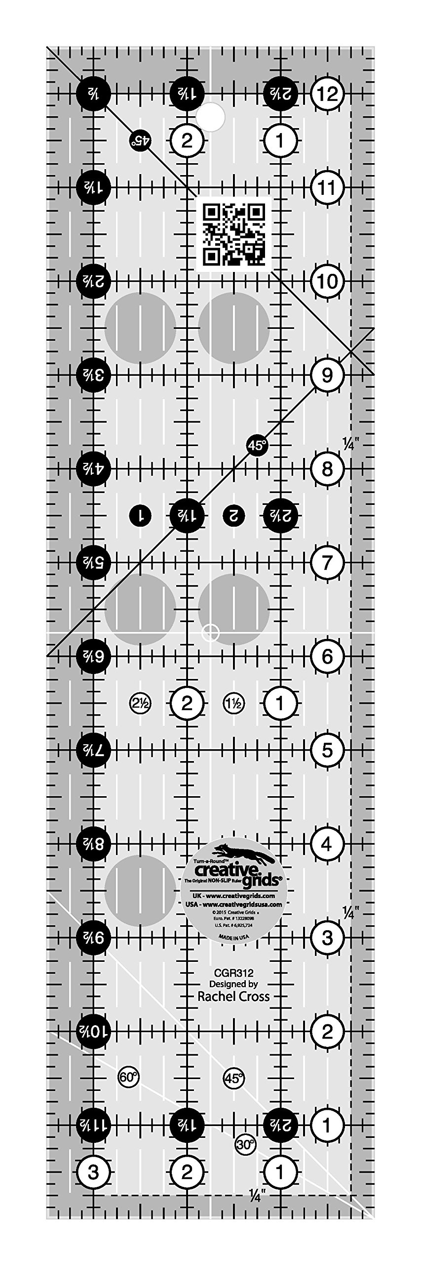 Creative Grids Quilt Ruler 3-1/2in x 12-1/2in - CGR312
