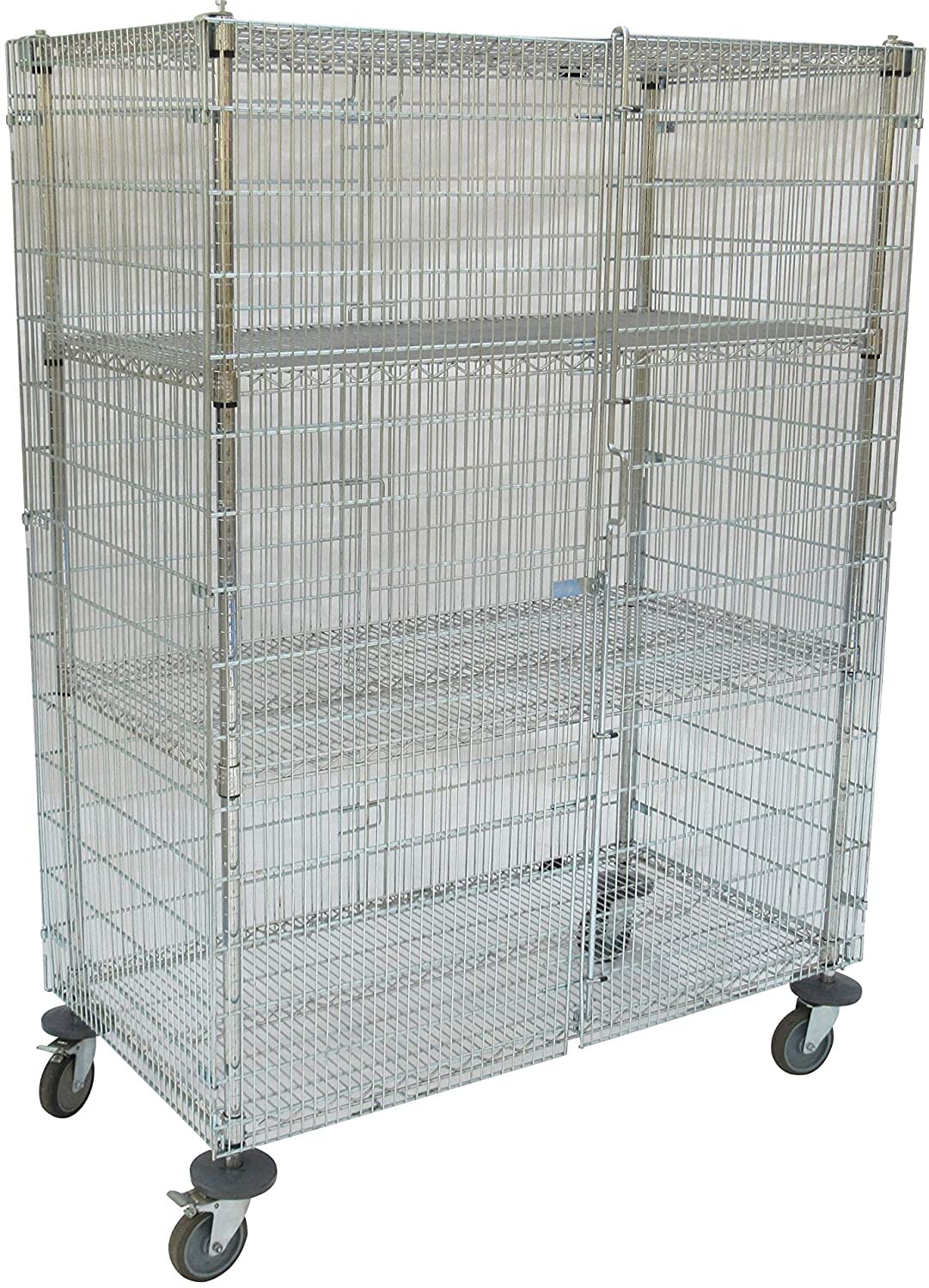 HIGOOD Wire Security Cart with Adjustable Shelves, Heavy Duty Rolling carts,1,000 lb Load Capacity, 52 inx27 inx69 in