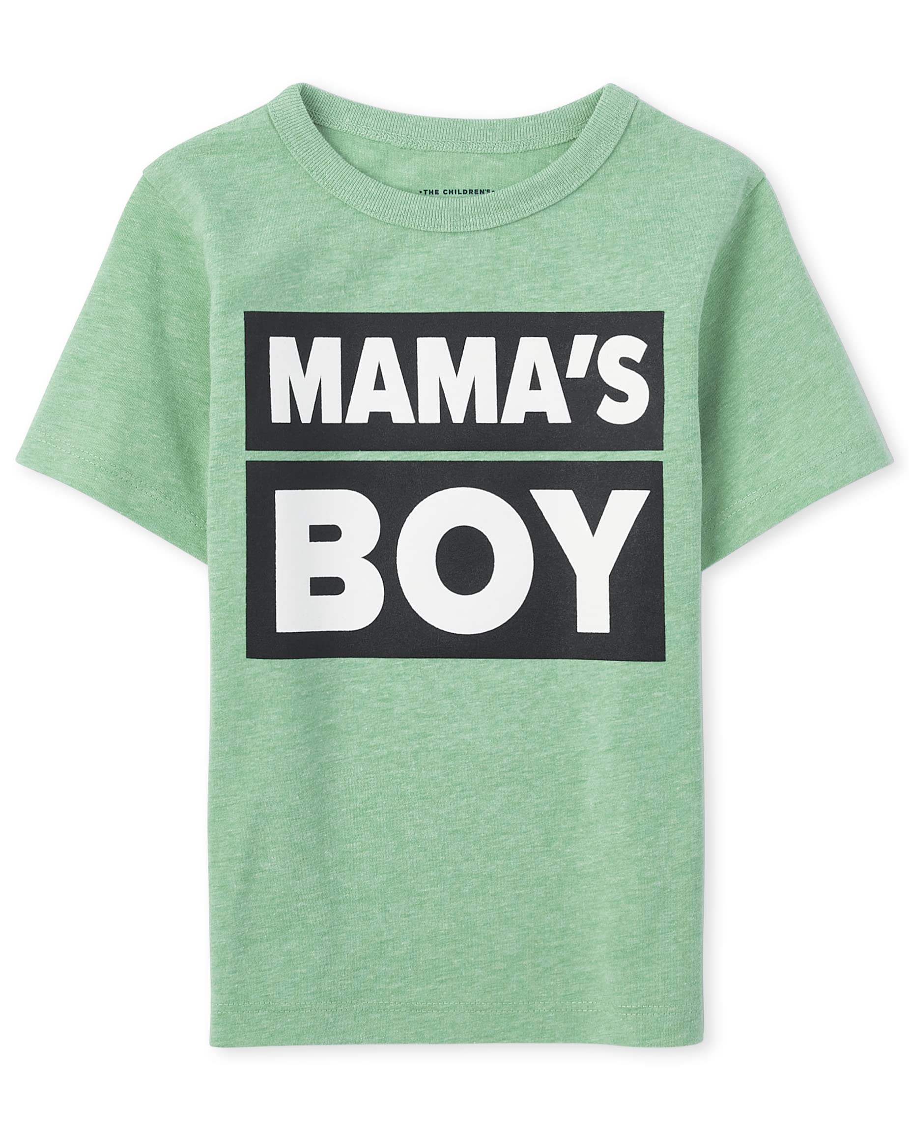 The Children's Place Baby Toddler Family,Mom,Dad,Sibiling Short Sleeve Graphic T-Shirts, Mamas Boy Green, 5T