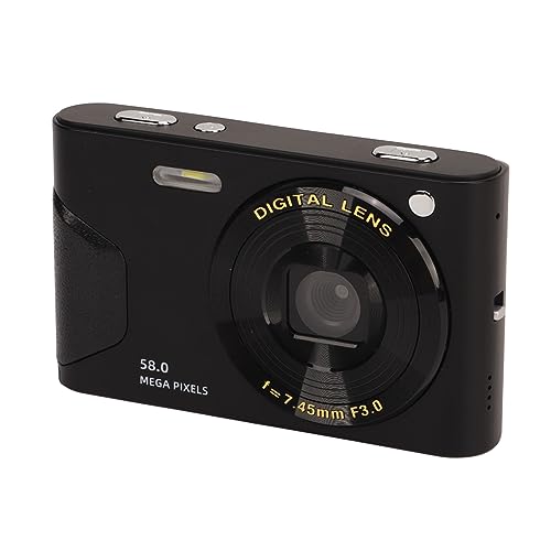 Digital Camera, 4K 58MP Vlogging Camera with 2.7 Inch TFT Screen, Timing Shooting, 16X Zoom Auto Focus Compact Digital Camera for Teens Students Beginners (Black)