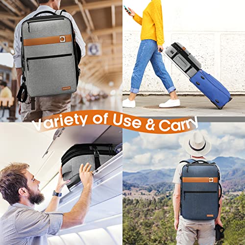 POWAITER Travel Backpack for Women Men, Large Expandable Carry on Backpack Flight Approved with 4 Packing Cubes & Luggage Tag-Black