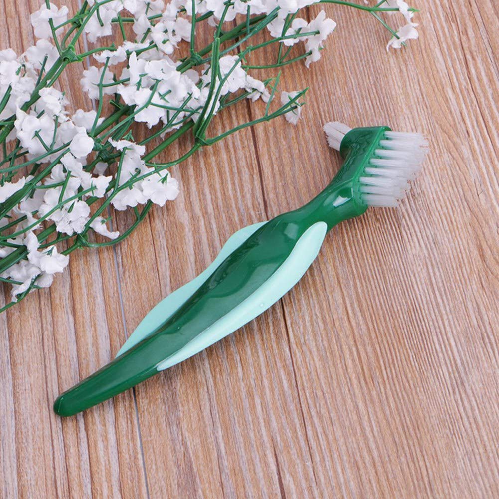 Misaso 2 Pcs Premium Hard Denture Brush Toothbrush, Cleaning Brush, Multi-Layered Bristles &Portable Denture Double Sided Brush