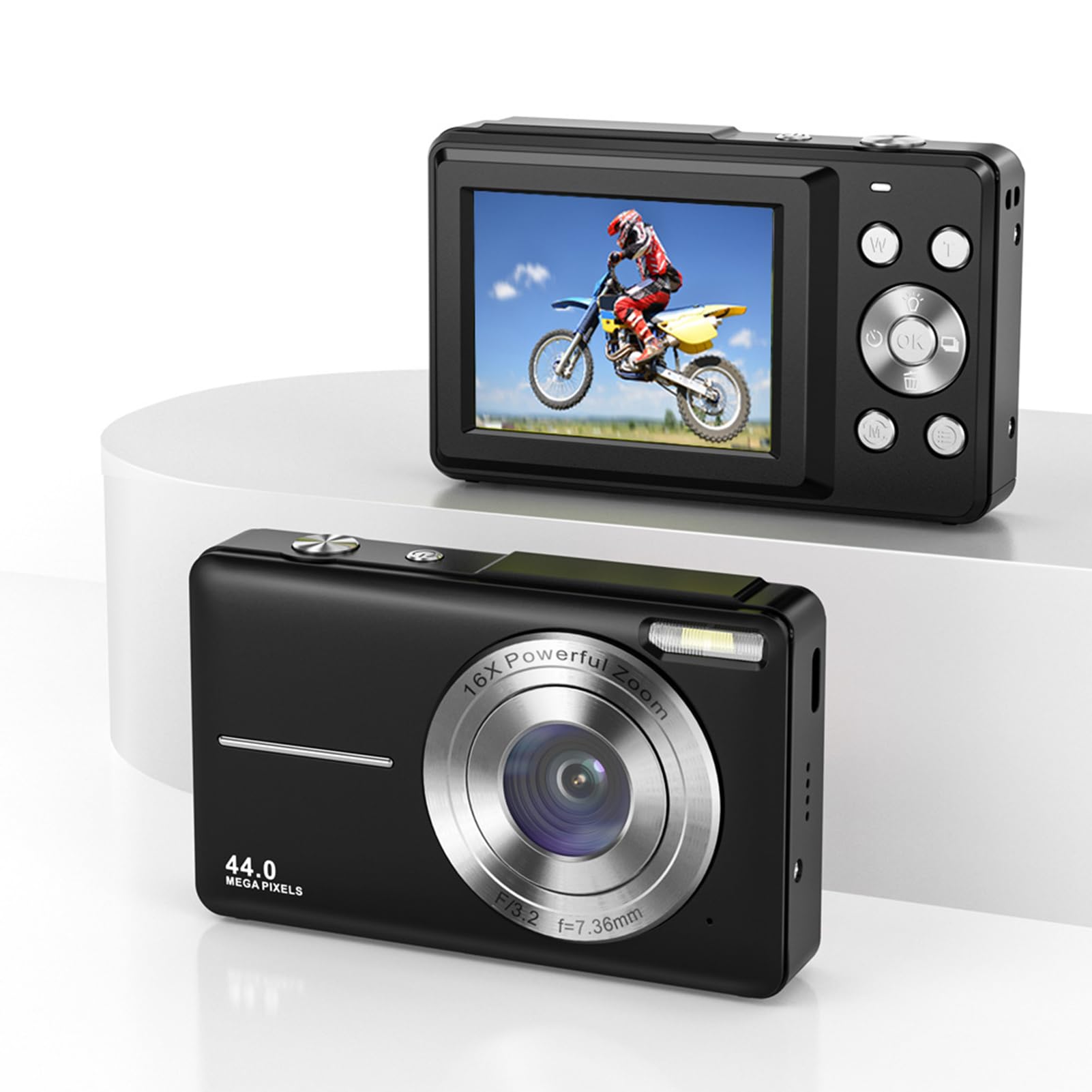 Digital Camera, FHD 1080P Portable Small Camera, Anti Shake Lightweight Compact Point and Shoot Camera, for Teens Adult Kids, Black