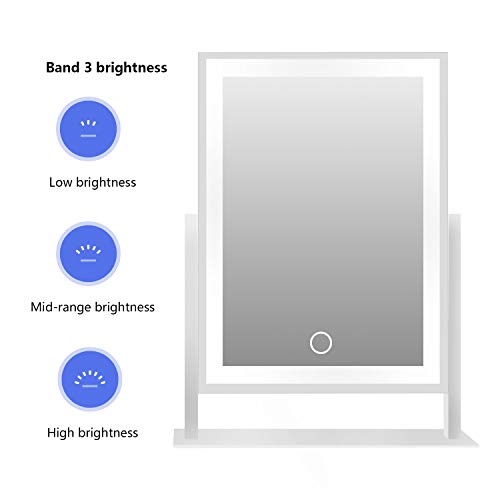 Lighted Hollywood Vanity Makeup Mirror with Smart Touch Control 3-Gear Dimable Light 360°Rotation (12in. White)