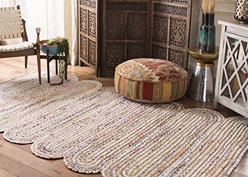 SAFAVIEH Cape Cod Collection Accent Rug - 4' x 6', Ivory & Multi, Handmade Braided Jute & Cotton, Ideal for High Traffic Areas in Entryway, Living Room, Bedroom (CAP208A)