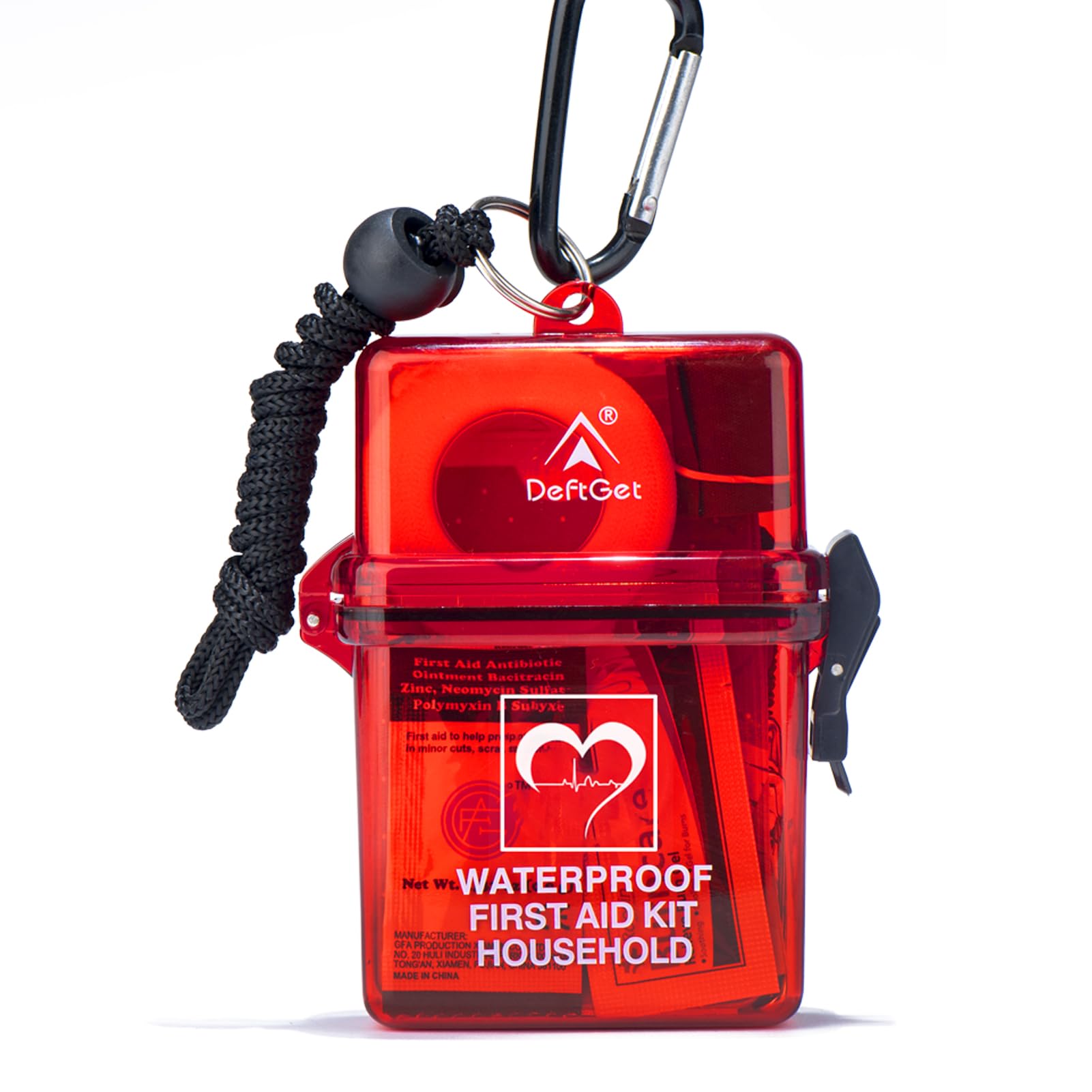 DEFTGET Waterproof First Aid Kit Travel essentials small Emergency Survival Kits mini Durable Lightweight for Minor Injuries Camping Hiking Backpacking, Birthday Gift for Best Friend Sister (Dark-red)