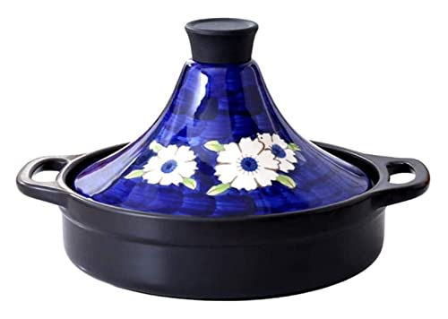 Easy To Clean Moroccan Tagine With Lid Lead Free Casserole Stew Pot For Different Cooking StylesHome Kitchent 22.5.29 (Color : Blue)