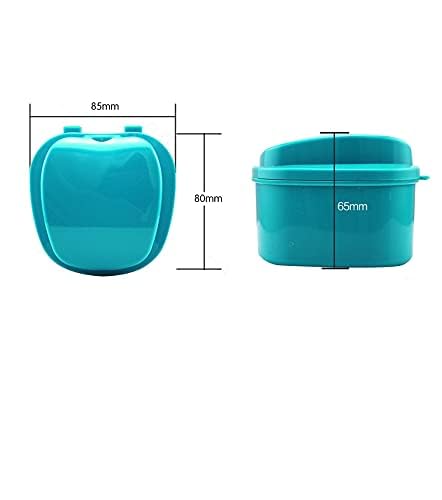 Denture Case, Denture Cup with Strainer,False Teeth Storage Box with Basket Net Container Holder for Travel, Retainer Cleaning (transparent Green)