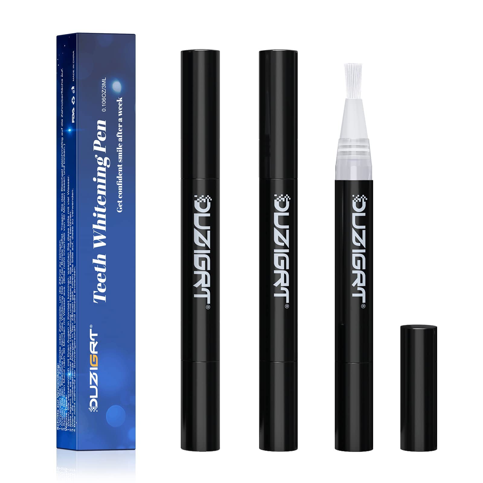 Teeth Whitening Gel, DOUCEUR 3pcs Teeth Whitening Pen Teeth Bleaching Whitening Teeth, No Sensitivity and Painless