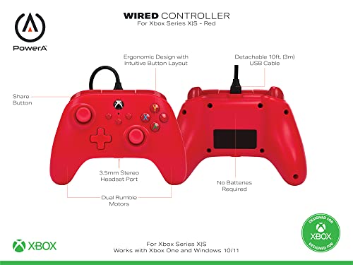 PowerA Wired Controller for Xbox Series X|S - Red