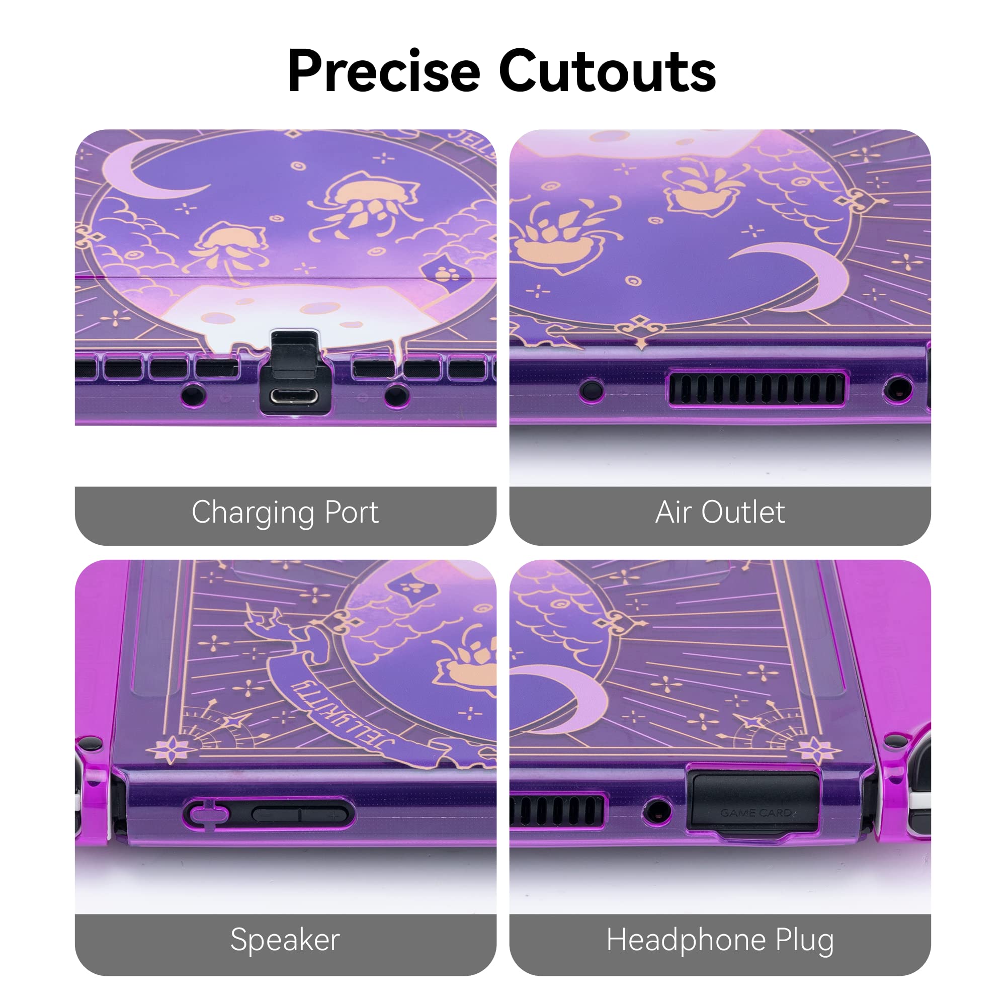 GeekShare Protective Case for Switch OLED, Soft TPU Slim Case Cover Case Compatible with Nintendo Switch OLED Console and Joy-Con - Jellyfish Cat (for Switch OLED Model)