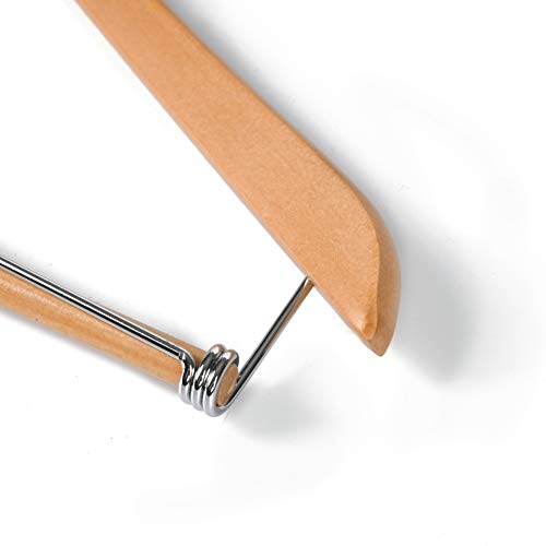 Quality Hangers Wooden Hangers Beautiful Sturdy Suit Coat Hangers with Locking Bar Glossy Natural Wood (20)