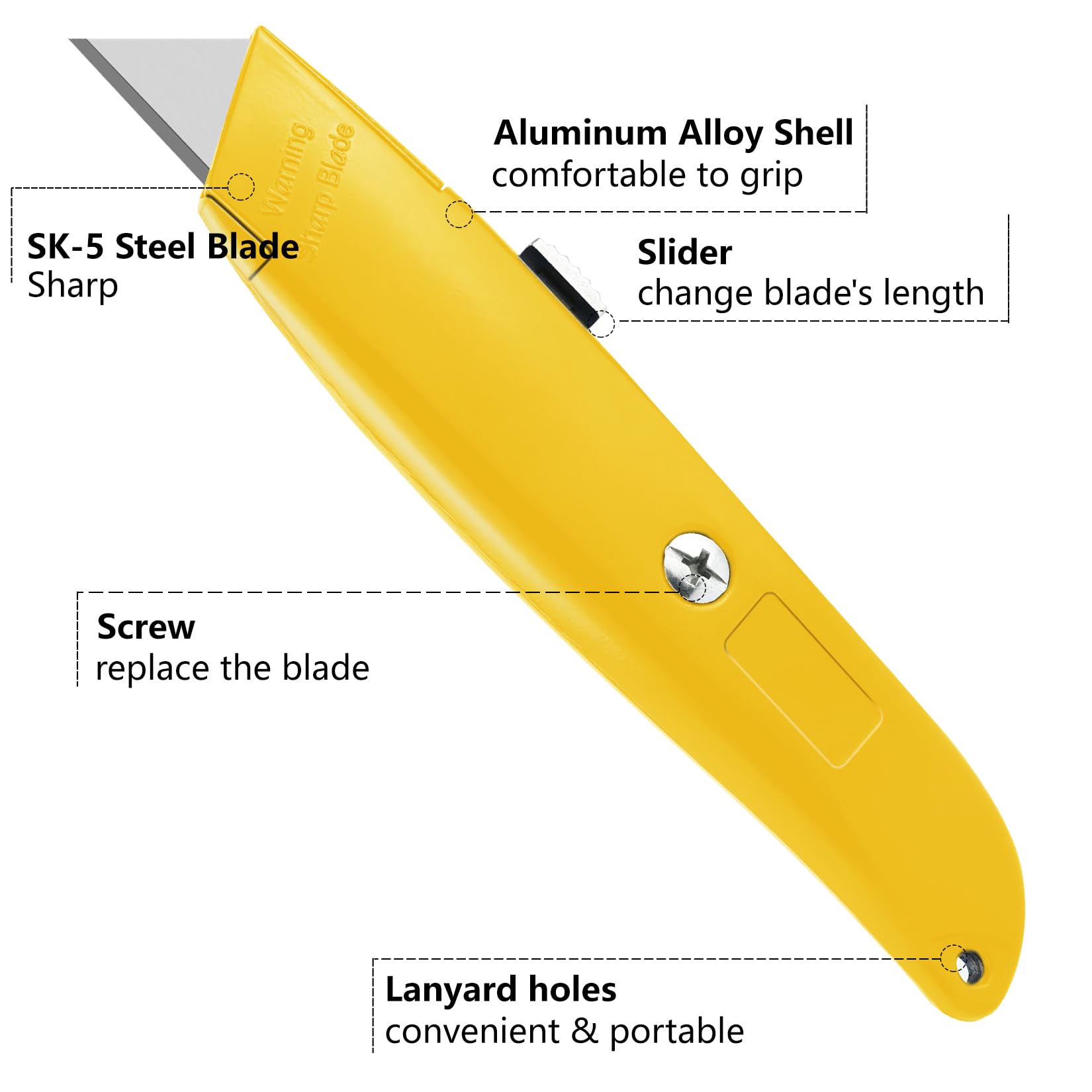 DIYSELF 2Pack Utility Knife Box Cutter Retractable Blade Heavy Duty(Yellow)