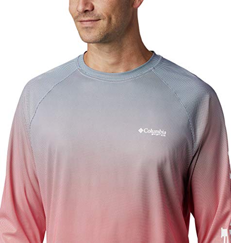 Columbia Men's Standard Terminal Deflector Printed LS, Red Spark Gradient, X-Large