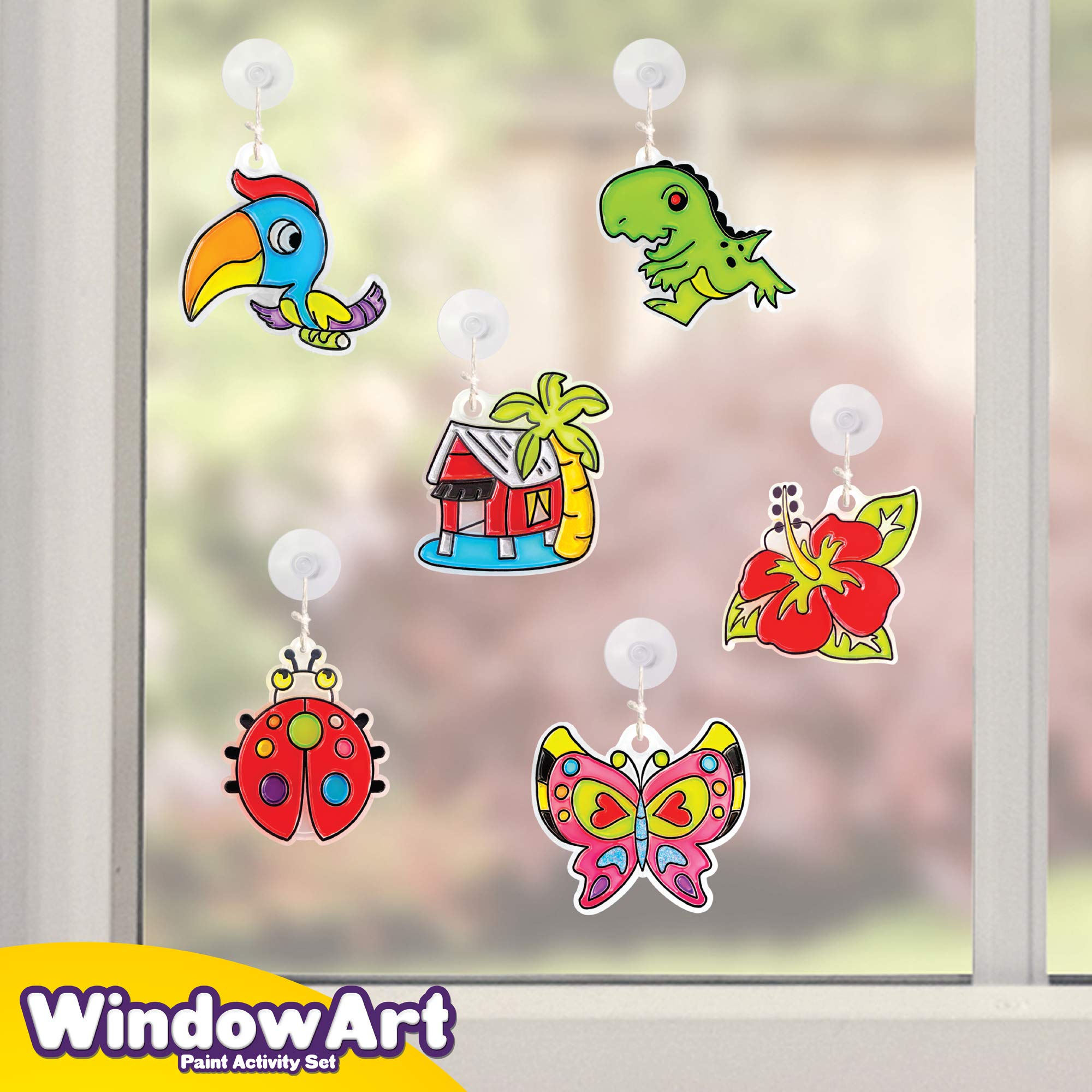 Creative Kids Window Paint Art Kit β Make Your Own Suncatchers Set β 24 Sun Catchers, 24 Suction Cups & 11 Paints β Suncatchers for Kids to Paint - DIY Window & Mirror Arts & Crafts Kit Children