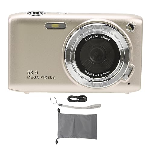 Digital Camera, Digital Video Camera Multifunction Face Recognition 16X 58M 4K Outdoor (Gold)