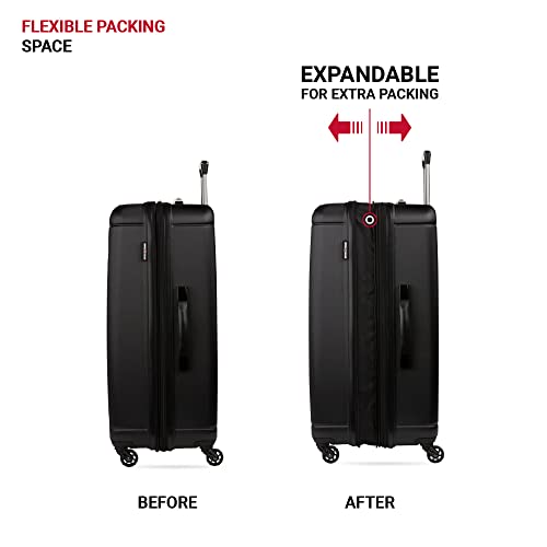 SwissGear 6297 Hardside Expandable Luggage with Spinner Wheels, Black, Checked-Large 27-Inch