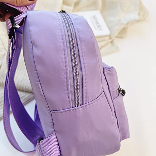 LAKEDREAM Casual Nylon Women Mini Backpack Fashion Solid Color Preppy Style Female Small Travel Knapsack Rucksacks (Style A White)