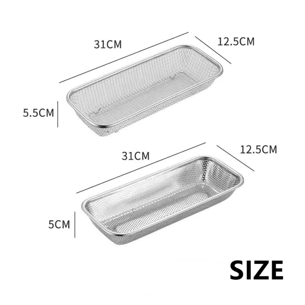 Dlmlemu Kitchen Drawer Organizer, 12 Inch Dishwasher Silverware Cutlery Basket, 2 Pack Mesh Stainless Steel Flatware Drawer Organizer, Countertop Utensil Cutlery Tray, Spoon Knife Fork Organizers Box
