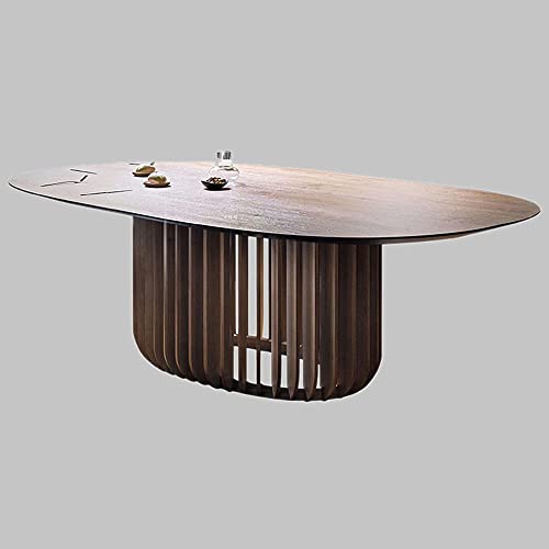 LAKIQ Solid Wood Oval Dining Table Small Space Modern Kitchen Dining Table Wood Top Table for Dining Room Kitchen Small Apartment(Black, 63''L x 31.5''W x 29.5''H)